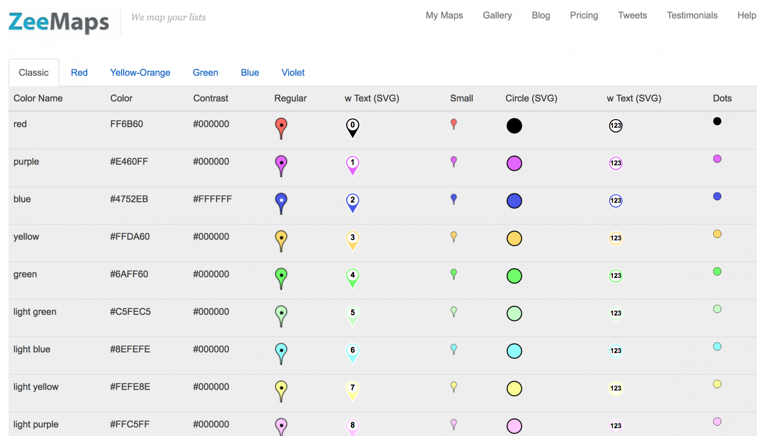 US State Map with extended color palette from ZeeMaps